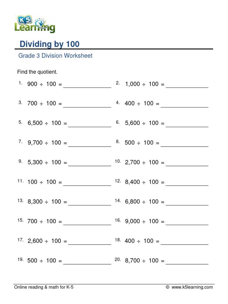 Grade 3 Divide by 100 F | PDF