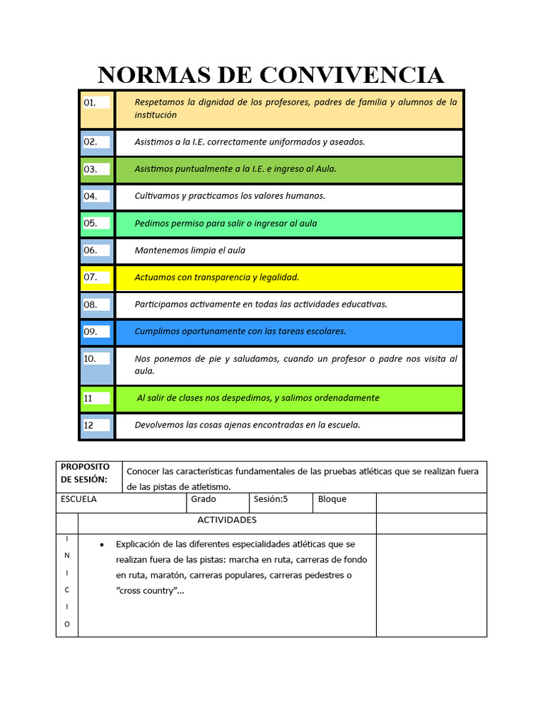normas de convivencia | PDF