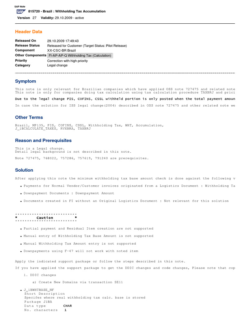 Brazil Withholding Tax Calculation Update | PDF | Computer Programming ...