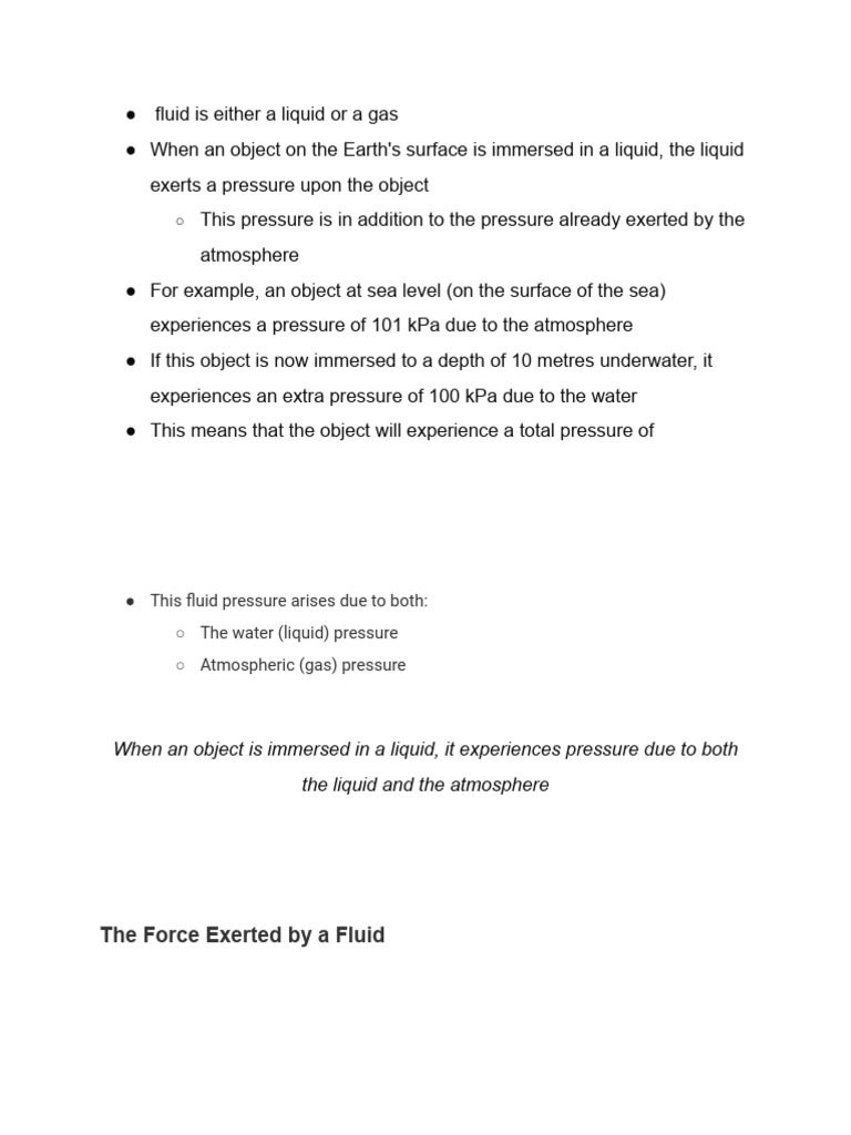 Pressure in Fluids | PDF