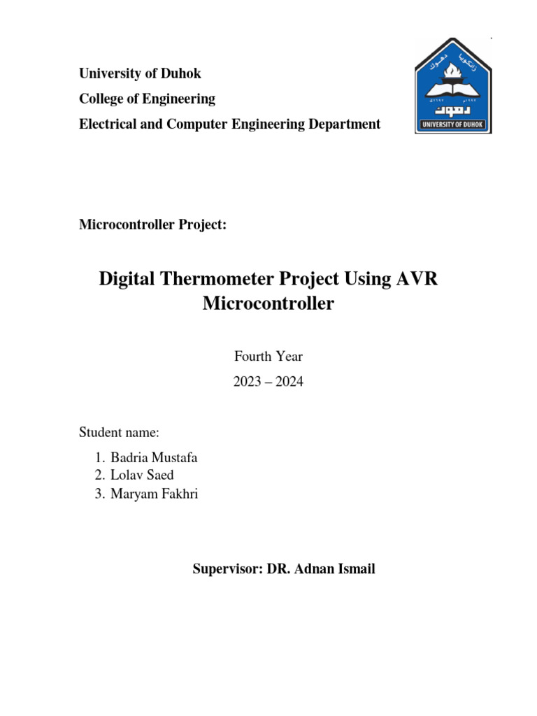 Digital Thermometer Project_ Badrya | PDF | Microcontroller | Sensor Digital Thermometer Project_ Badrya | PDF | Microcontroller | Sensor
