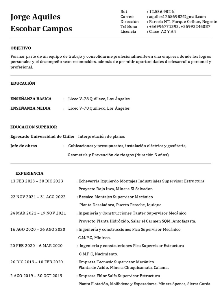 Curriculum Vitae Jorge Escobar Campos | PDF | Ciencia y matemáticas ...