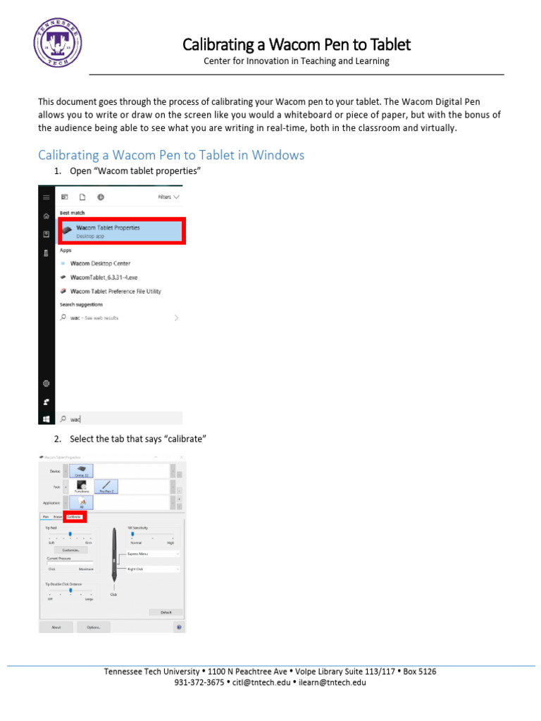 Wacom Pen Calibration Guide | PDF