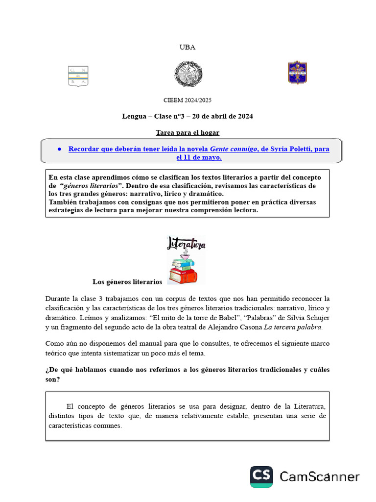 Cieem Tarea Lengua Clase Ndeg 3 Del 20 de Abril de 2024 Marco Teorico y Tarea para El Hogar ...