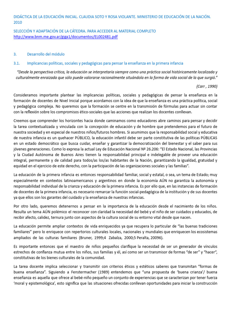DID-CTICA DE LA EDUCACI-N INICIAL - SOTO Y VIOLANTE (Selecci-N) | PDF | Educación de la primera ...
