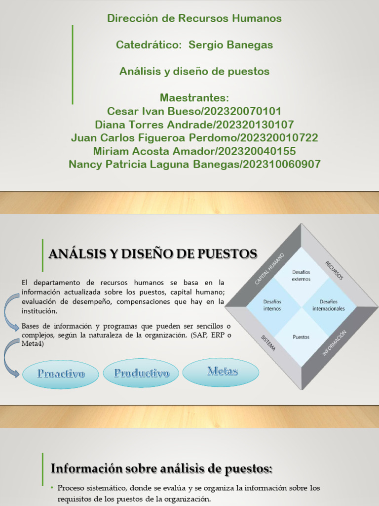 Análisis y Diseño de Puestos PDF | PDF | Gestión de recursos humanos | Información
