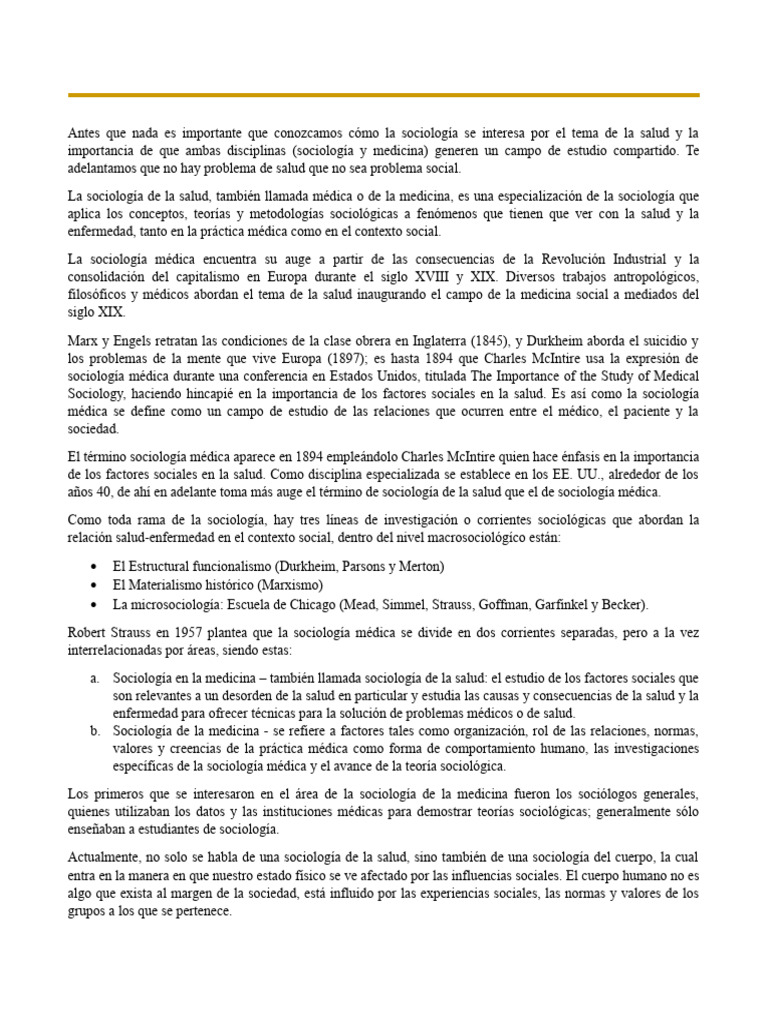 Resumen Tema 1 | PDF | Sociología | Medicina