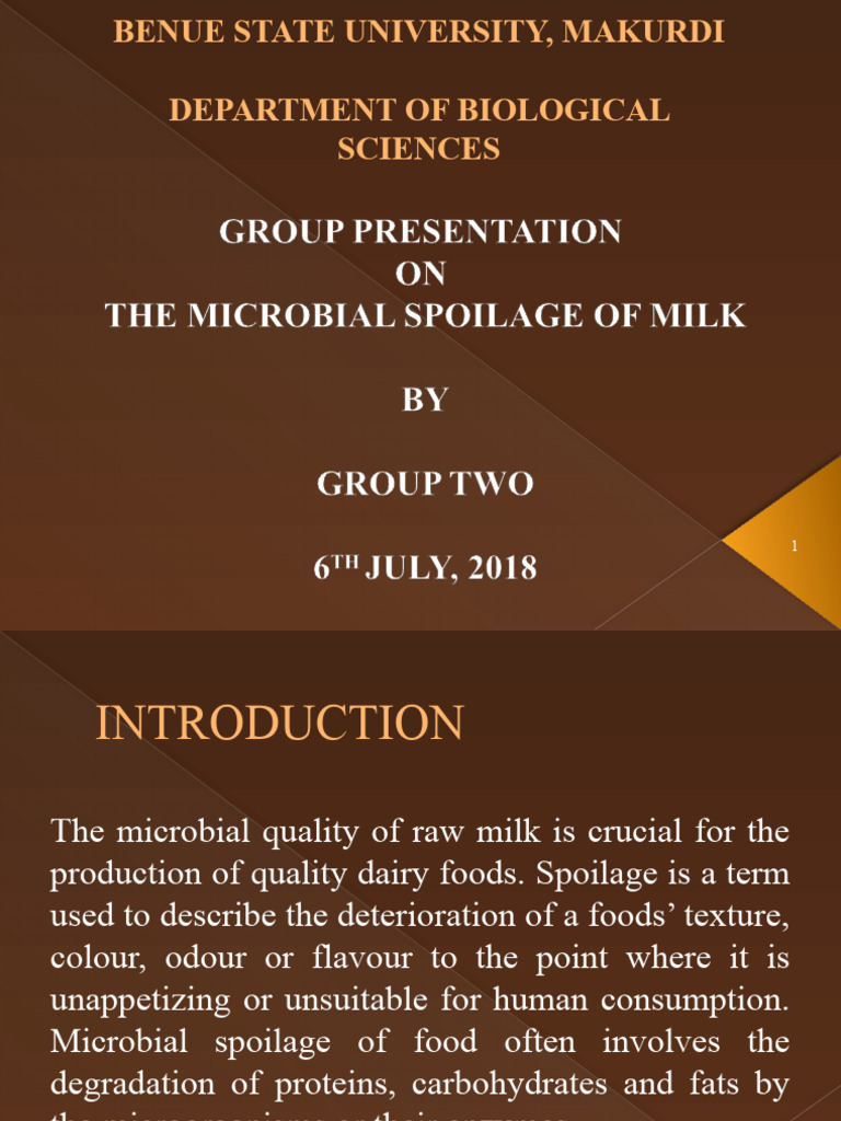 Microbial Spoilage of Milk | PDF | Milk | Decomposition