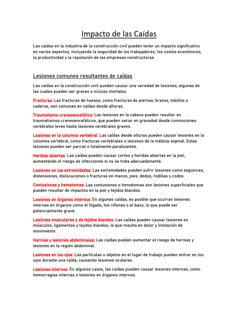 Impacto de Las Caídas | PDF