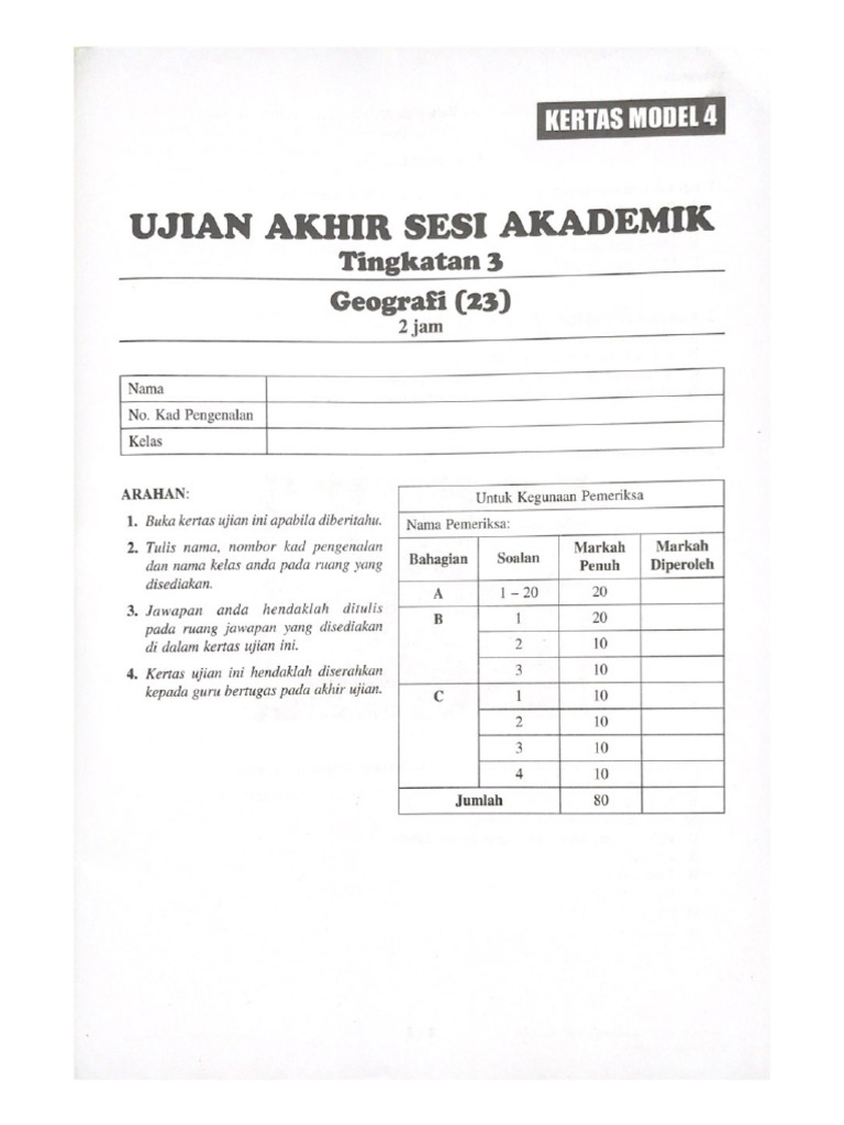 Kertas Geo (Uasa) Form 3 | PDF