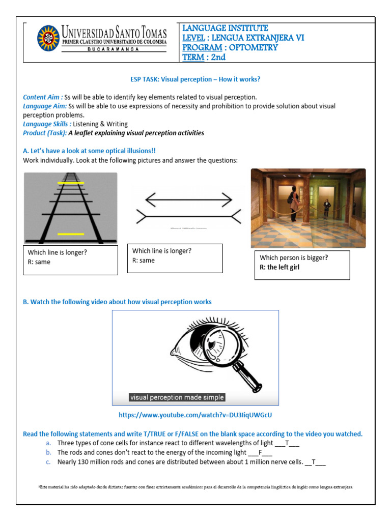 ESP TASK - Optometry - VI - 2nd Term - IC - MB - SW | PDF | Visual ...