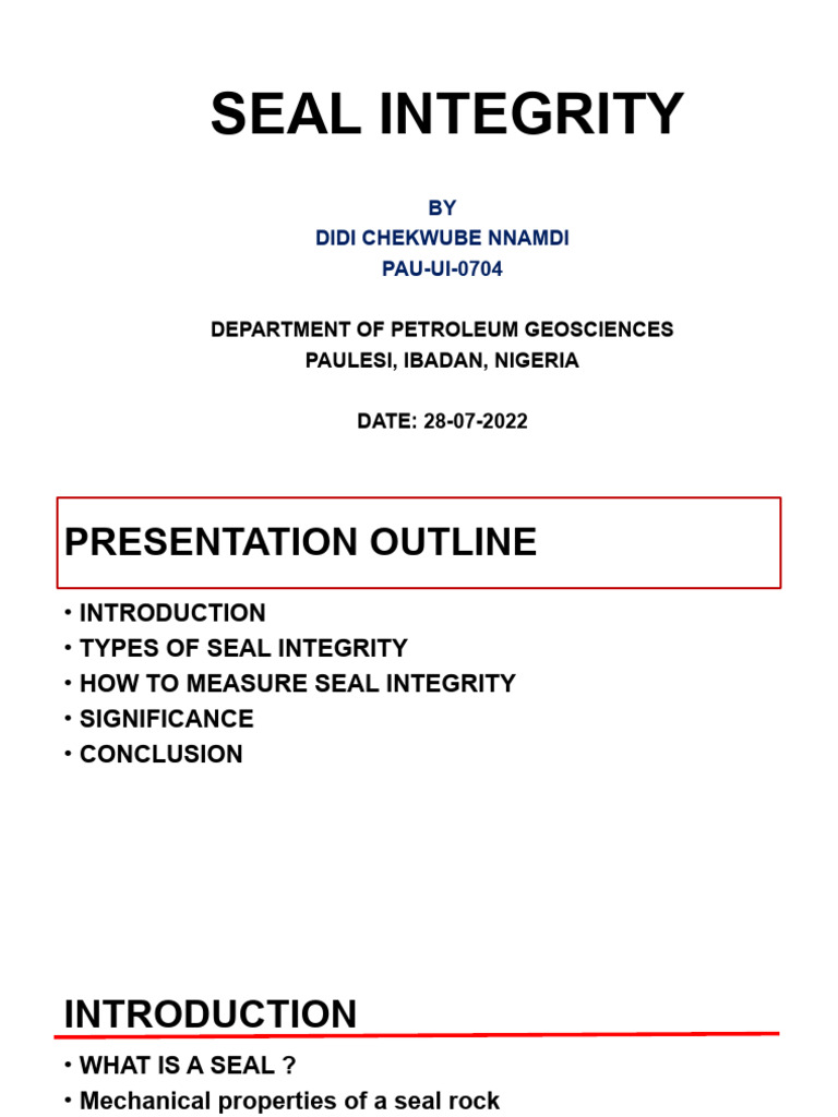 Seal Integrity 1 | PDF | Permeability (Earth Sciences) | Solid Mechanics