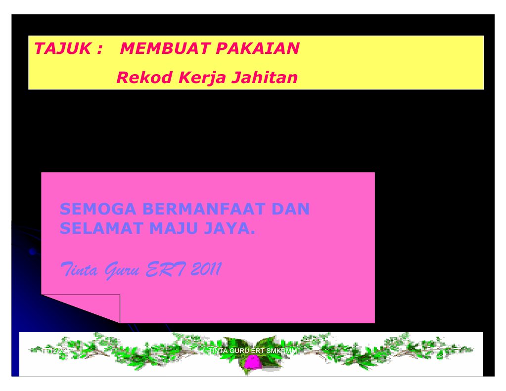 Rekod Kerja Jahitan (Folio Jahitan) | PDF