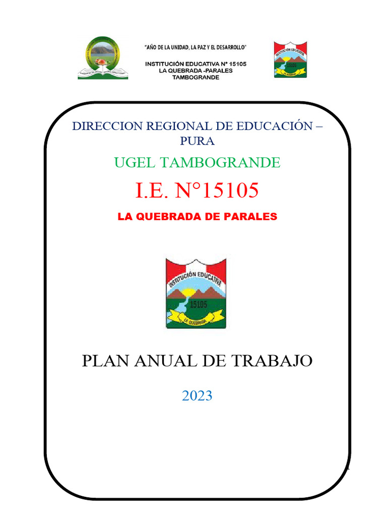 Pat 2023 I.E. 15105 | PDF | Enseñando | Evaluación