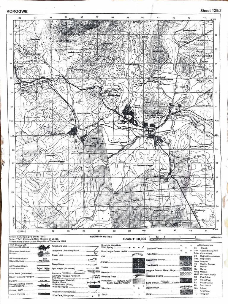 GEO - MAP EXTRACT KOROGWE SHEET Setter 3 | PDF | Habitat | Landscape