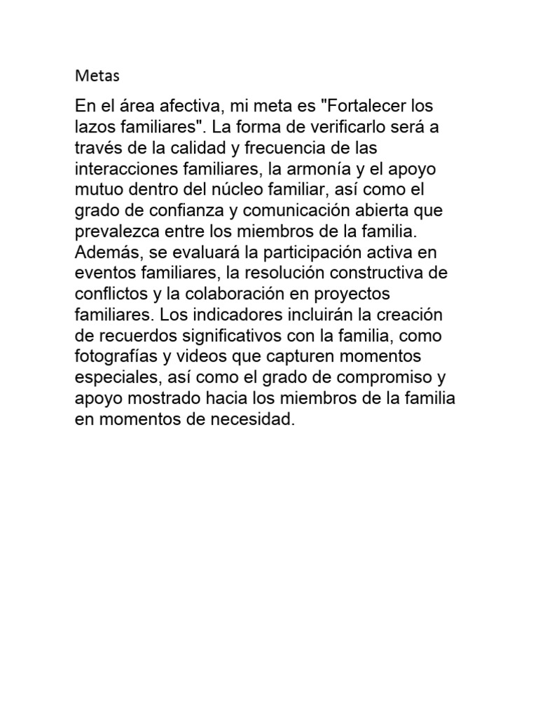 Metas Personales en Familia, Trabajo y Fe | PDF | Amor | Desarrollo ...