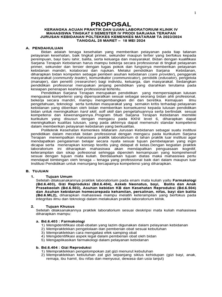 Proposal Lab Klinik IV 2024 | PDF