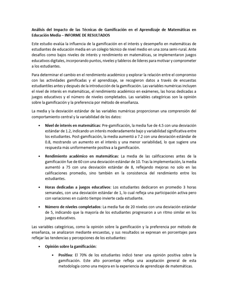 INFORME DE RESULTADOS _ EJEMPLO | PDF | Análisis de regresión | Desviación Estándar