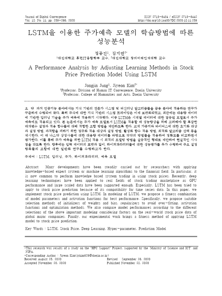 A Performance Analysis by Adjusting Learning Methods in Stock Price ...