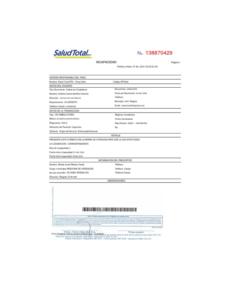 Incapacidad Salud Total-3-1 | PDF