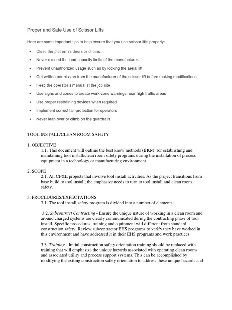 Proper and Safe Use of Scissor Lifts | PDF | General Contractor | Elevator