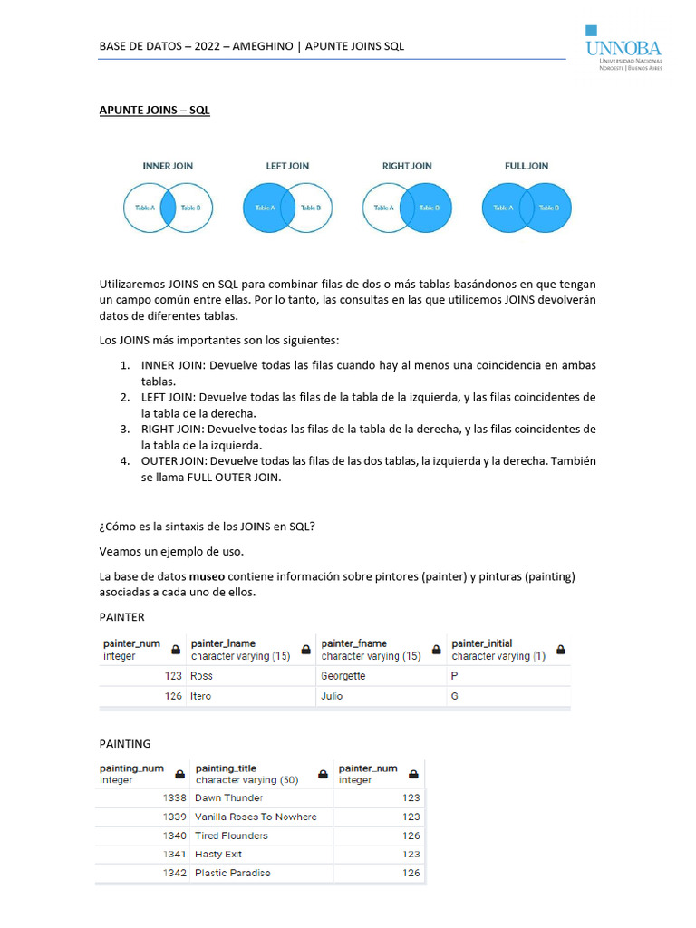 Apunte Joins | PDF | SQL | Datos de computadora