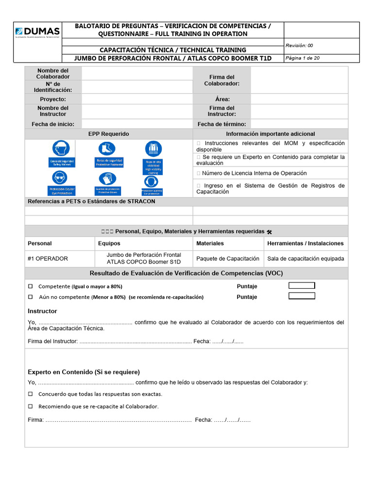 Atlas Copco Boomer T1D - Balotario VOC QA (ES) | PDF | Neumático | Bomba