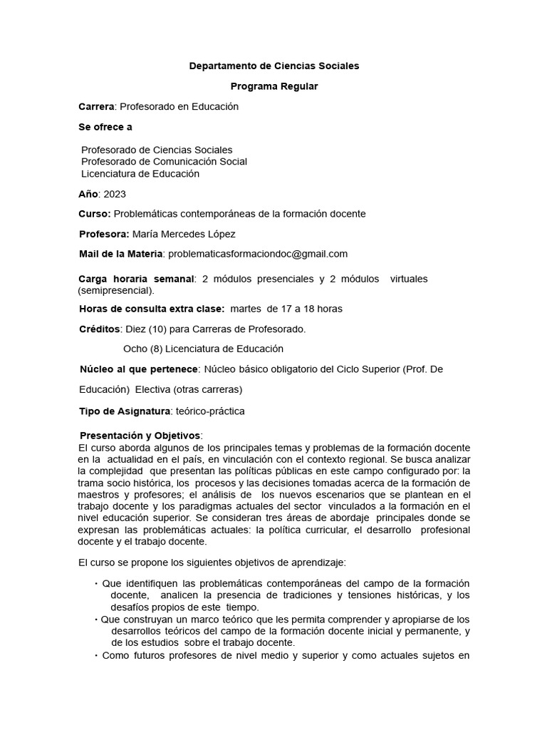 Programa PCFD 2023 | PDF | Maestros | Enseñando