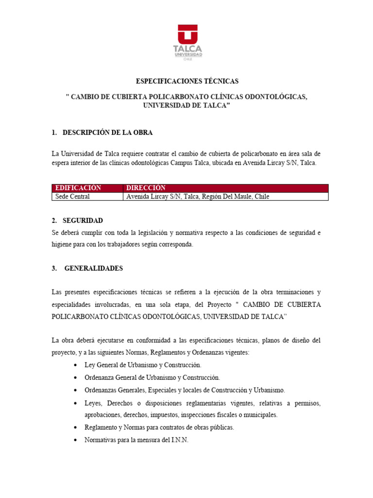 Especificaciones TÃ©cnicas ClÃ Nica OdontolÃ Gica | PDF | Tornillo