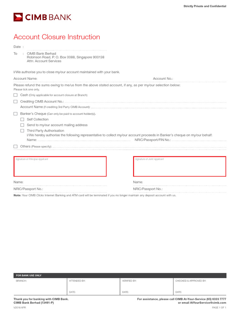 CIMB Account Closure Instructions | PDF | Banks | Cheque
