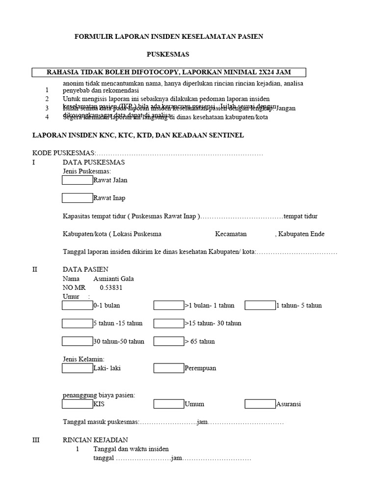 Format Pelaporan IKP Kosong | PDF | Pengembangan Diri | Kesehatan Holistik