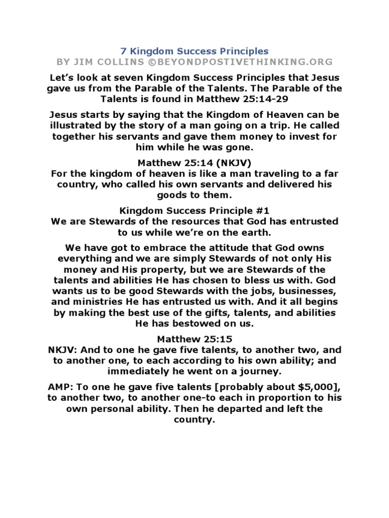 7 Kingdom Success Principles | PDF | Gospel Of Matthew | Book Of ...
