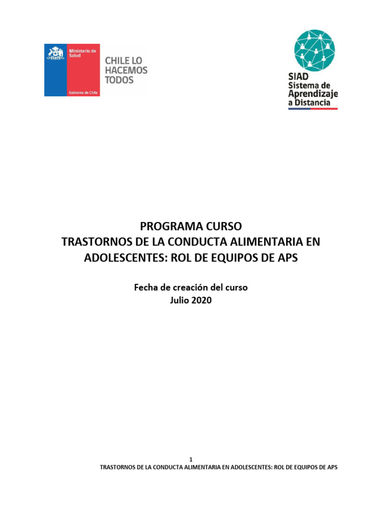 Programa Trastornos de La Conducta Alimentaria | PDF | Desorden ...