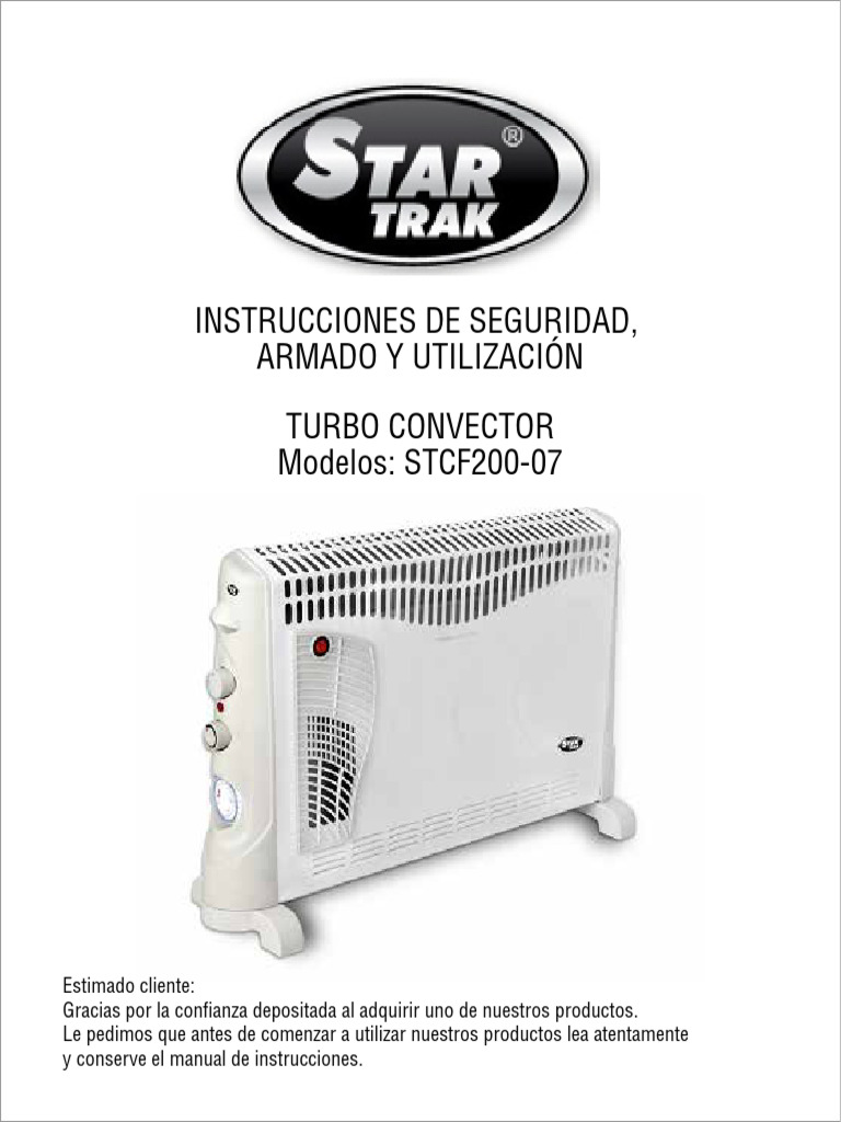 Manual de Uso Caloventor Star Trak | PDF | Termostato | Ingenieria ...