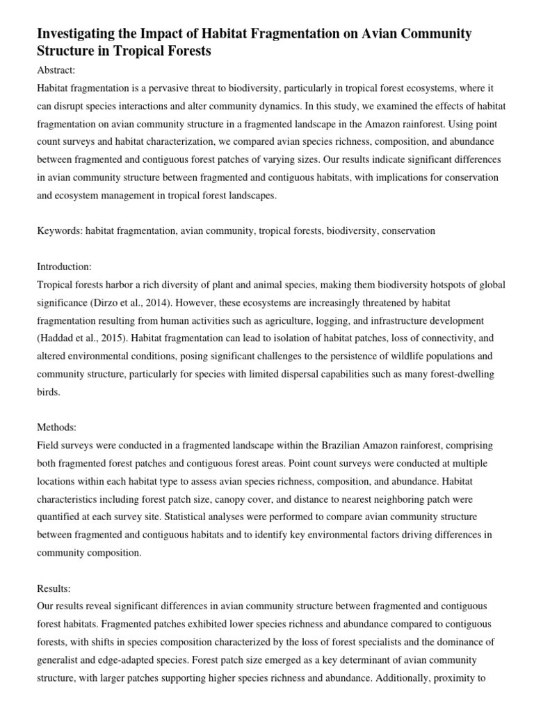 Habitat Fragmentation | PDF | Forests | Biodiversity