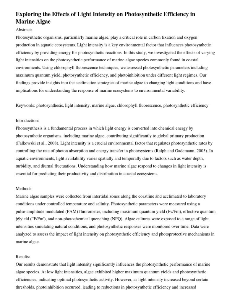 Light Intensity | PDF | Photosynthesis | Systems Ecology