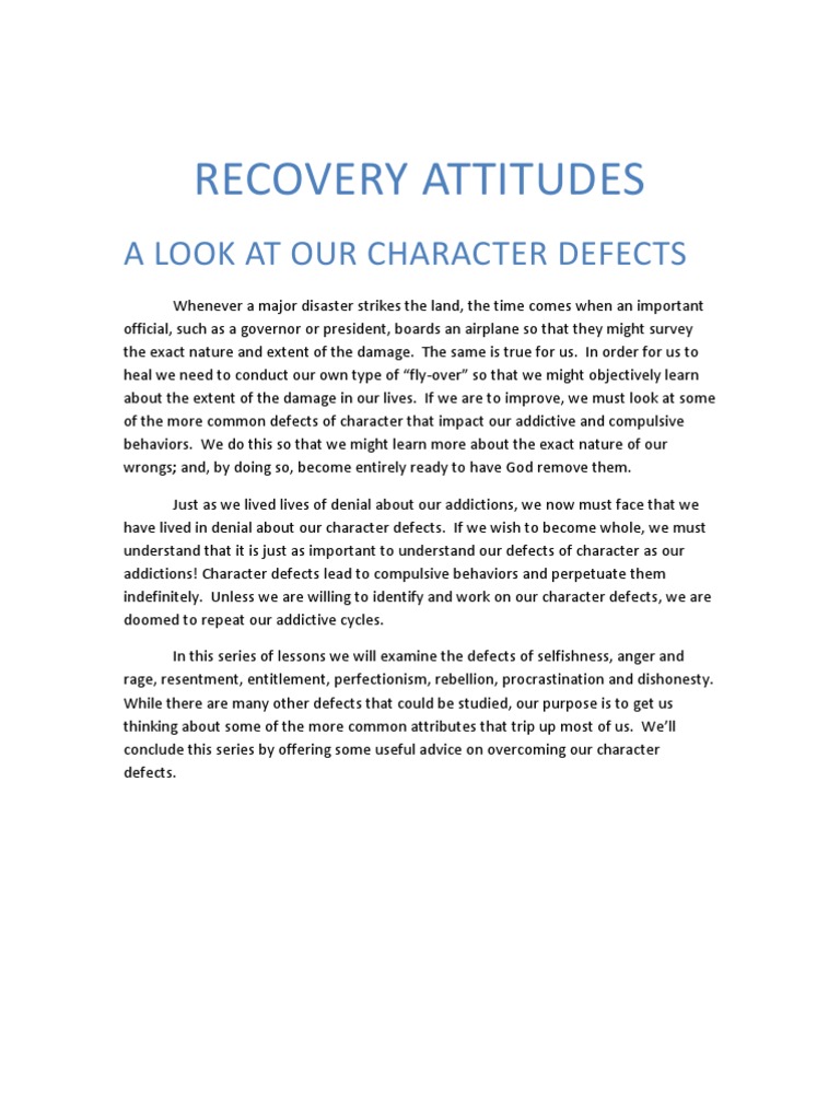 Character Defects A Look at Our Character Defects PDF | PDF ...