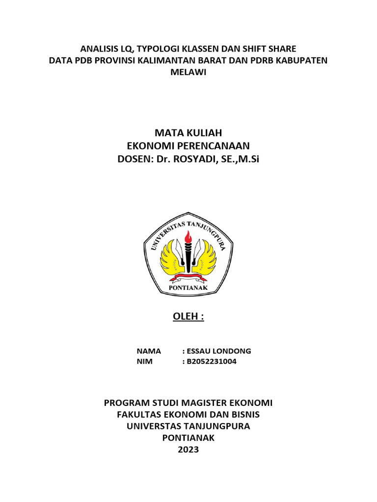 Melawi - Analisis LQ, Typologi Klassen DN Shift Share | PDF