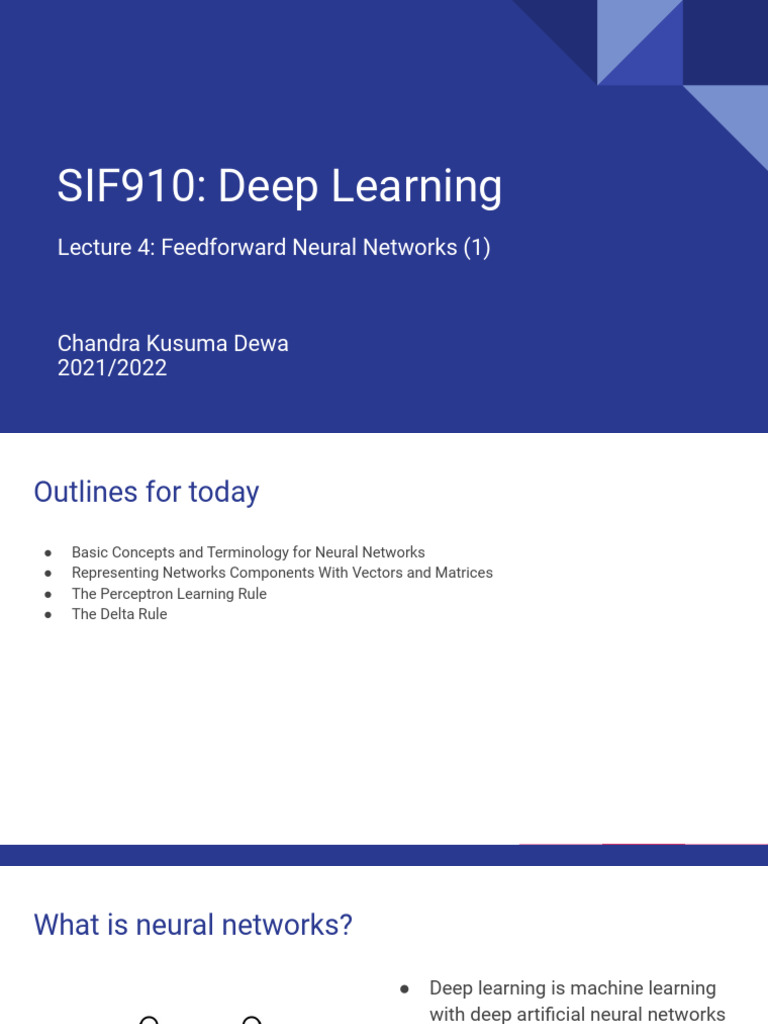 Deep Learning - Lecture 4 | PDF | Artificial Neural Network | Deep Learning Deep Learning - Lecture 4 | PDF | Artificial Neural Network | Deep Learning
