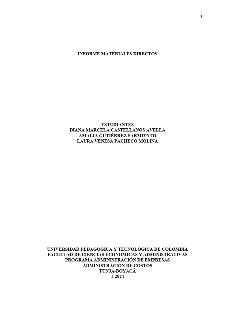 Informe Materiales Directos | PDF | Economias