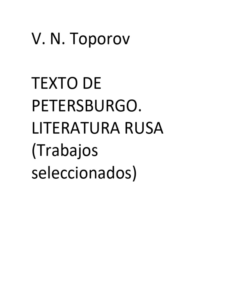 toporov texto petersburgo editado 2024 sin notas | PDF | Rusia | Política mundial