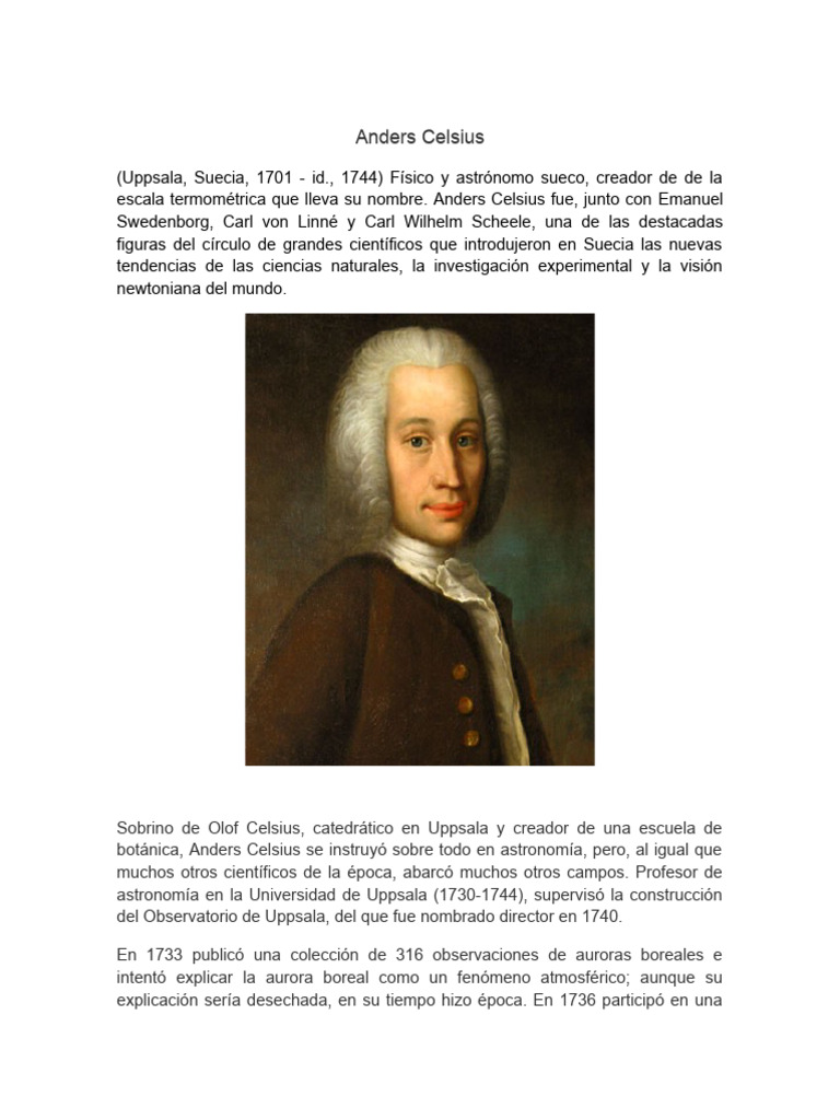Anders Celcius | PDF | Física Aplicada e Interdisciplinaria | Termodinámica