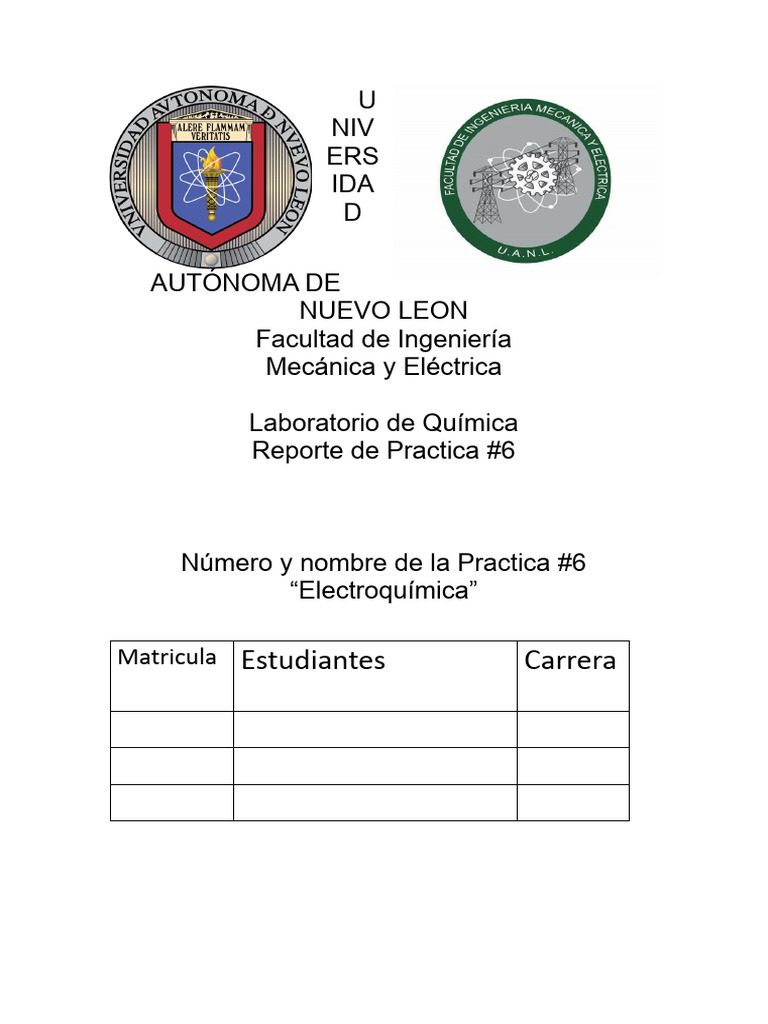 Reporte 6 Laboratorio de Quimica | PDF | Redox | Electroquímica