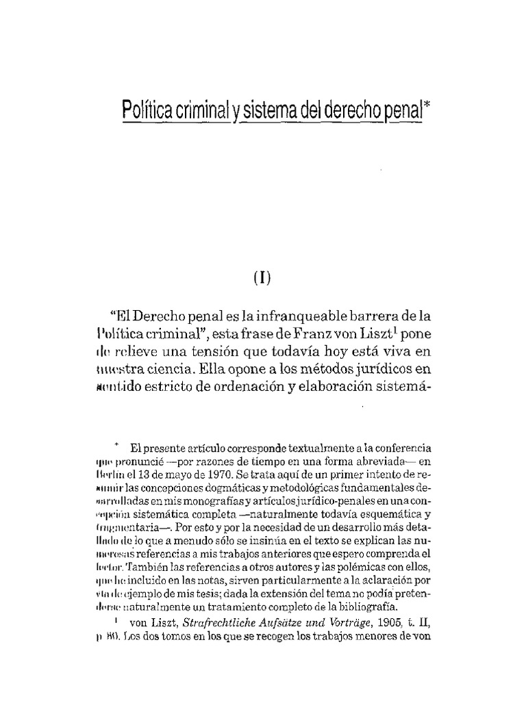 Política Criminal y Sistema Del Derecho Penal | PDF | Derecho penal | Justicia
