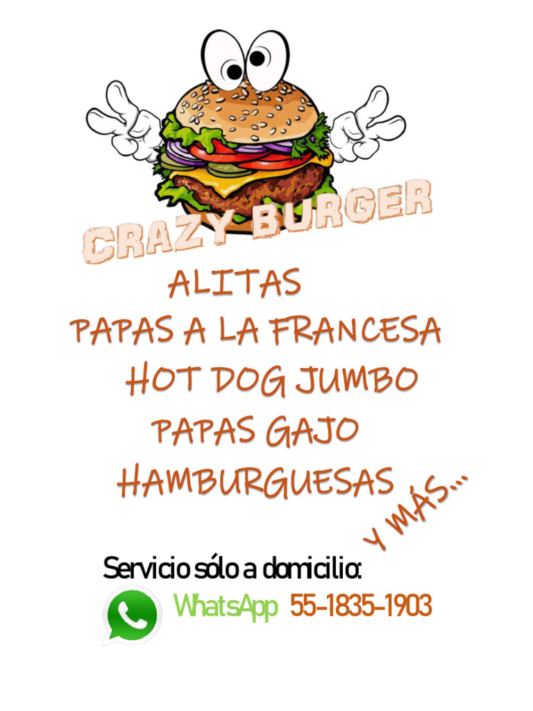 1097482007-Menú Crazy Burger 2023 | PDF | Pancho | Cocina de las Americas