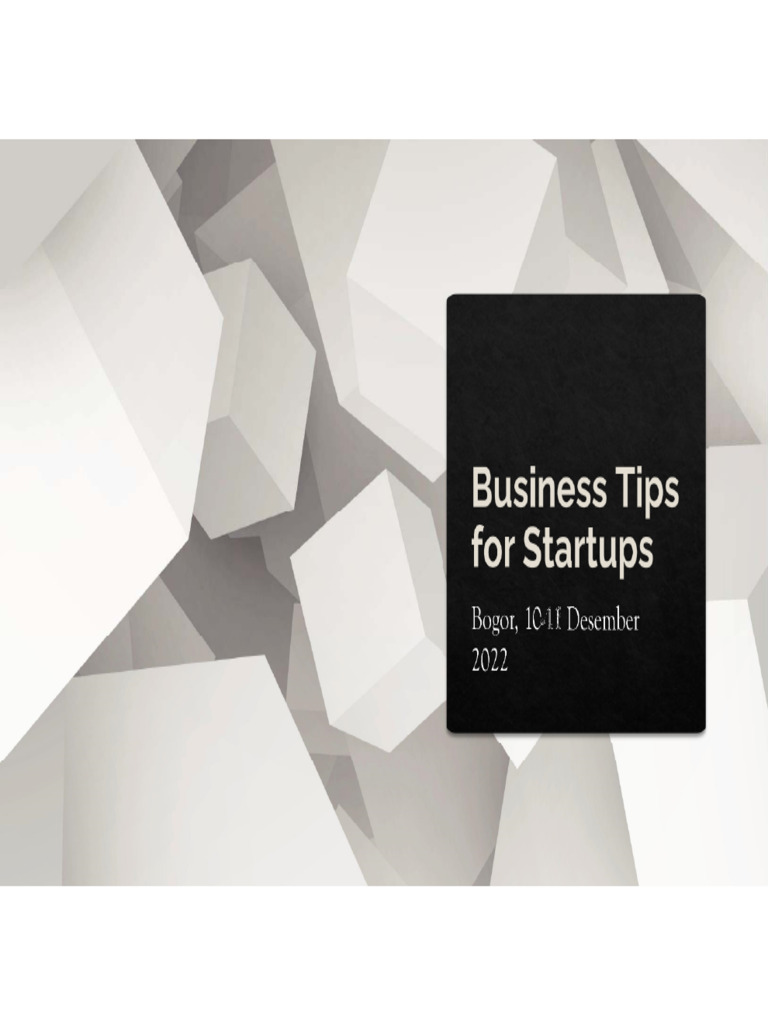 Business Tips For Startups | PDF