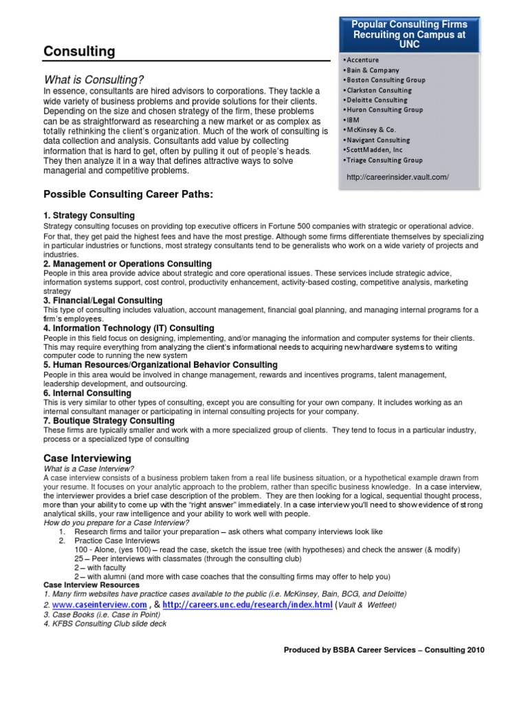 Consulting Quick Sheet | PDF | Consultant | Strategic Management