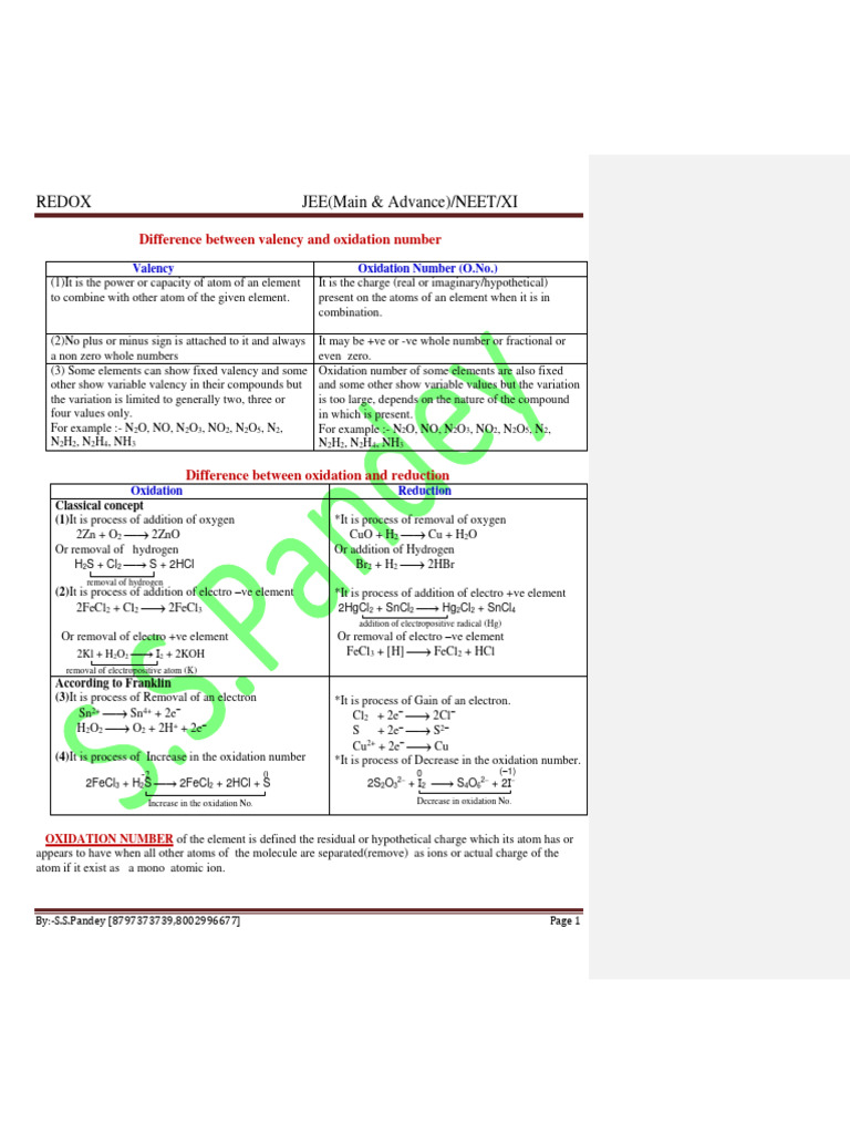 Redox Study Material Pdf Redox Chemical Compounds