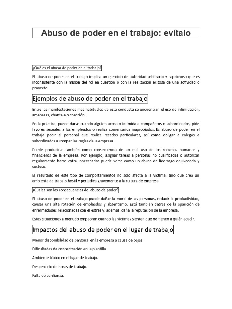 Prevención del Abuso de Poder Laboral | PDF | Liderazgo | Business
