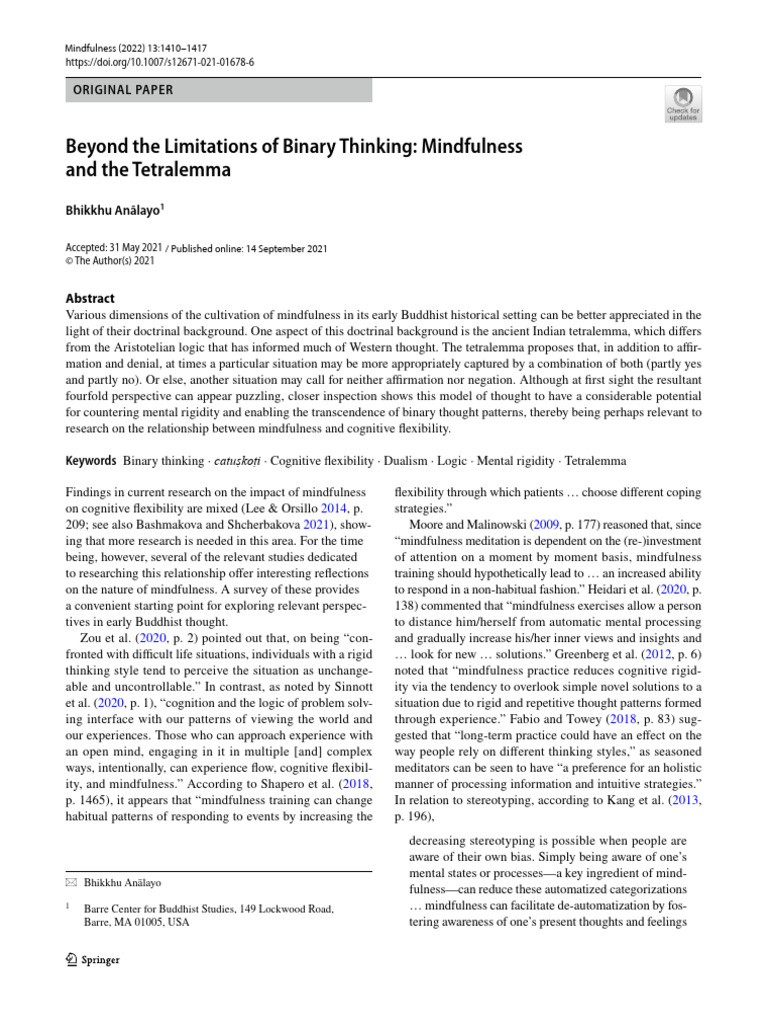 Beyond Binary | PDF | Thought | Mindfulness